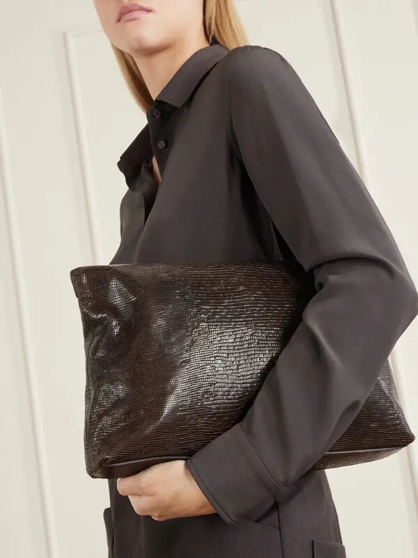 NILI LOTAN Jerry Croc-effect Leather Clutch