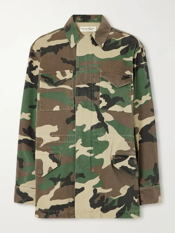 NILI LOTAN Sacha Camouflage-print Cotton-drill Jacket - Green