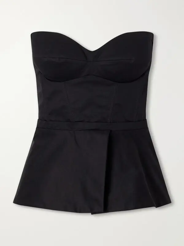 ANDRES OTALORA Nos Reconocemos Strapless Stretch-cotton Twill Blouse - Black