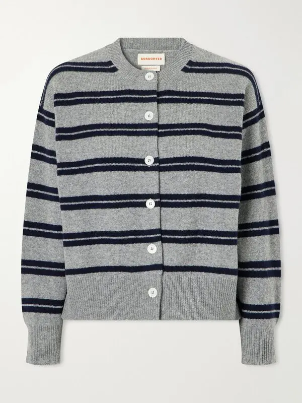 Daughter Ada Striped Wool Cardigan - Gray