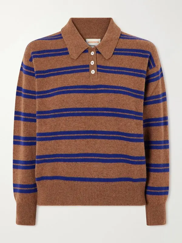Daughter Edith Striped Wool Polo Sweater
