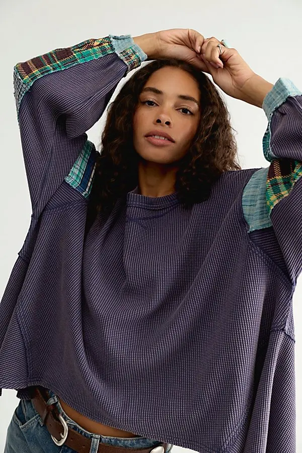 Free People We The Free Alston Long Sleeve Top At - Navy Combo