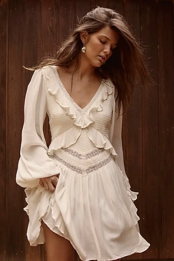 Free People Marsai Mini Dress At - Moonglow