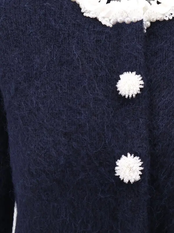 SELF-PORTRAIT Cardigan With Flower Pearl Buttons