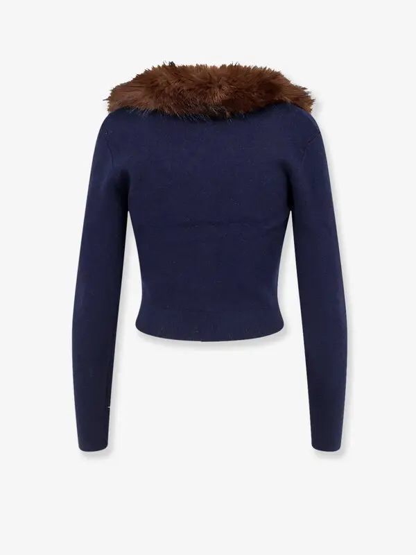 SELF-PORTRAIT Faux Fur Trimmed V-neck Cardigan