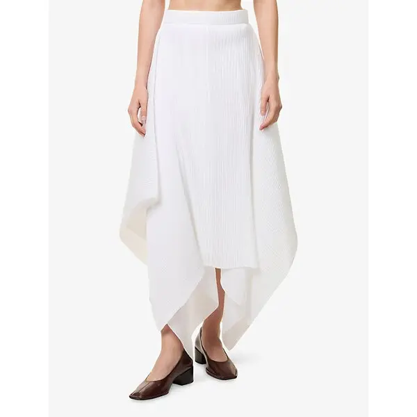 JW Anderson Pleated Asymmetric Woven Midi Skirt