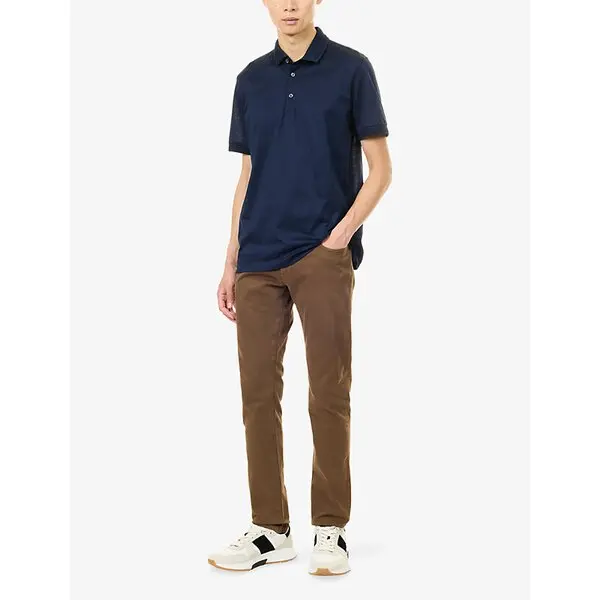 Corneliani Knitted-collar Mercerized Cotton Polo T-shirt