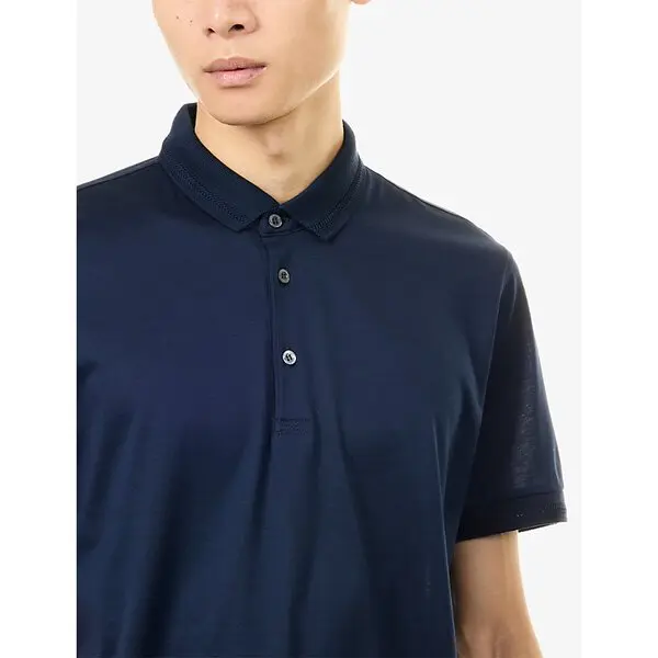 Corneliani Knitted-collar Mercerized Cotton Polo T-shirt