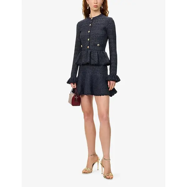 SELF-PORTRAIT Textured Cotton-blend Mini Dress