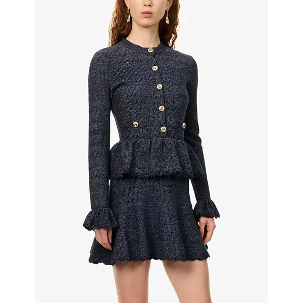 SELF-PORTRAIT Textured Cotton-blend Mini Dress