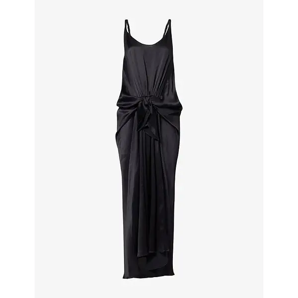JW Anderson Waist-knot Crinkled Silk Midi Dress - Black