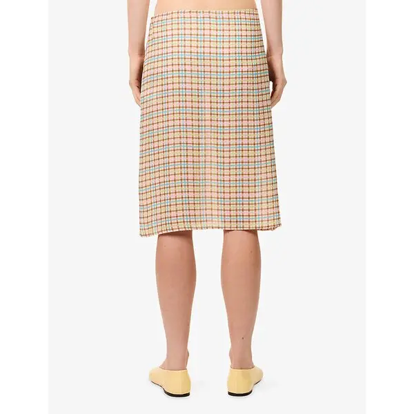 SIEDRES Colette Check-print Chiffon Midi Skirt