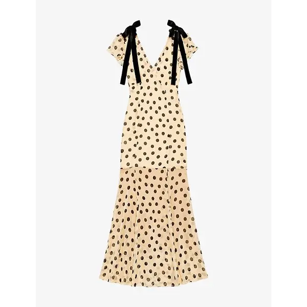 RO&ZO Natasha Polka-dot Woven Maxi Dress - Yellow