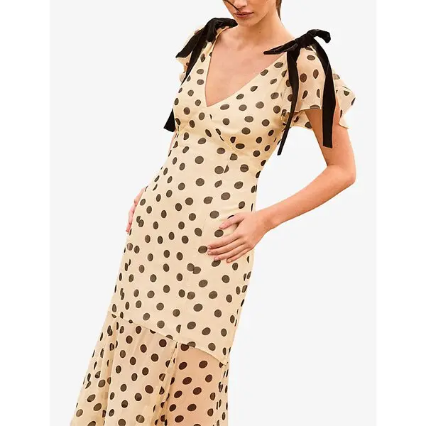 RO&ZO Natasha Polka-dot Woven Maxi Dress