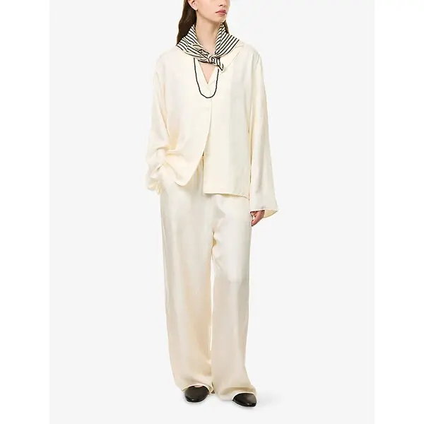 TOTEME Monogram-print Silk-twill Pyjama Bottoms