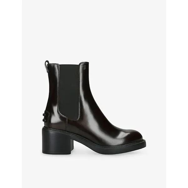 TOD'S Tronchetto Leather Heeled Ankle Boots - Wine