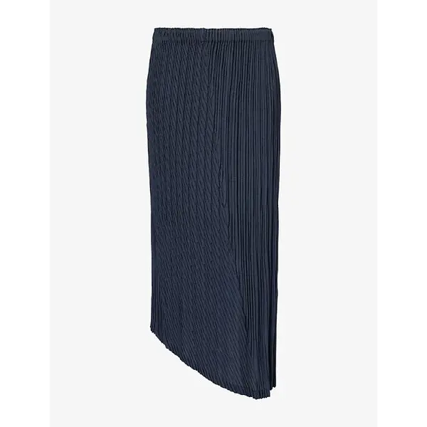Issey Miyake Unfurling Pleats Knitted Midi Skirt - Blue