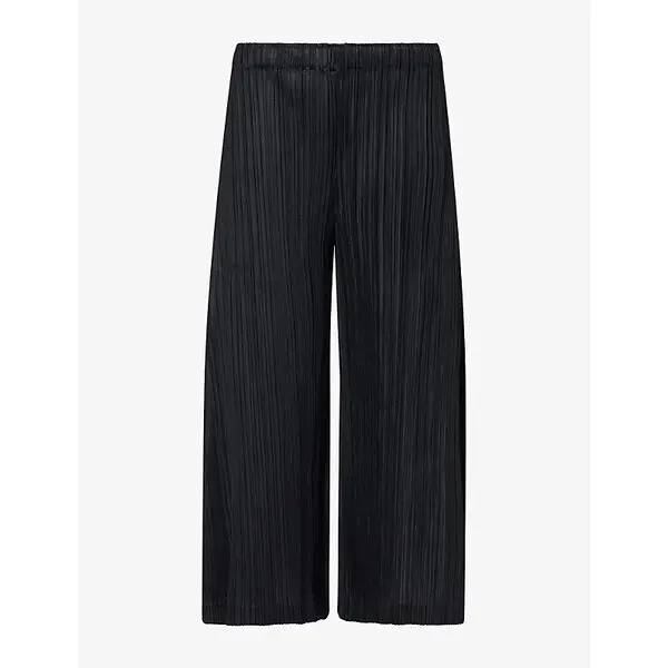 Issey Miyake Cropped Mid-weight Pleats Knitted Trousers - Black