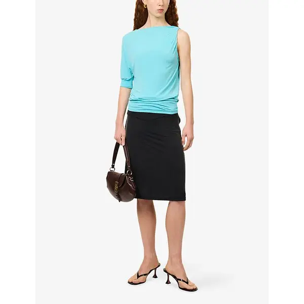 PEACHY DEN Kylie Bubble Stretch-jersey Top