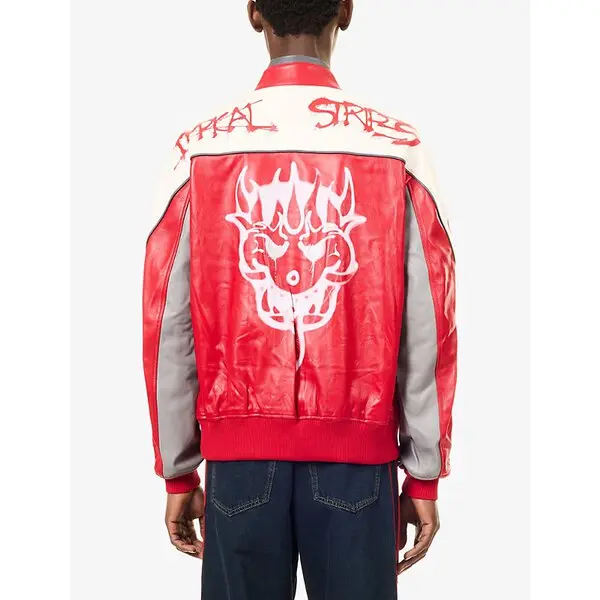 ADIDAS Y-3 Graphic-print Leather Jacket
