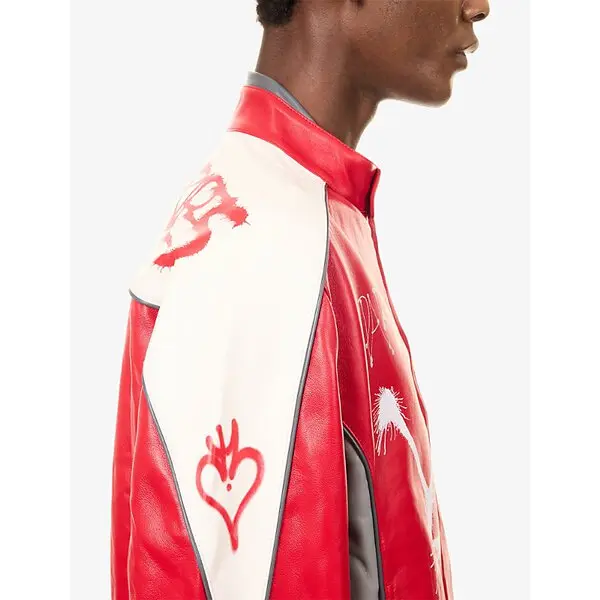 ADIDAS Y-3 Graphic-print Leather Jacket