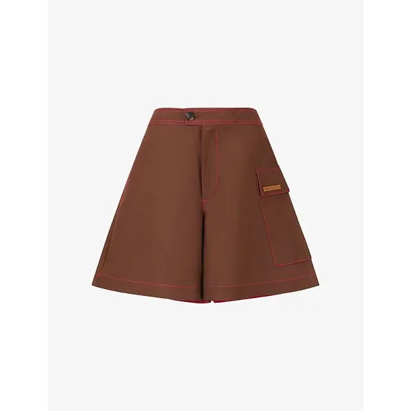 Marni Flared Ramie-blend Woven Shorts - 00m37