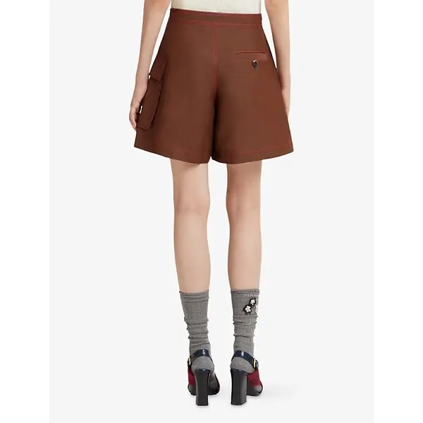 Marni Flared Ramie-blend Woven Shorts