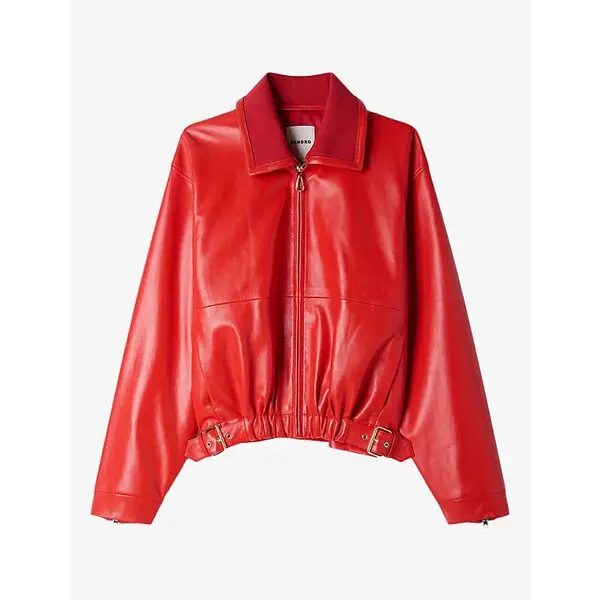 Sandro Elasticated-hem Leather Jacket - Red