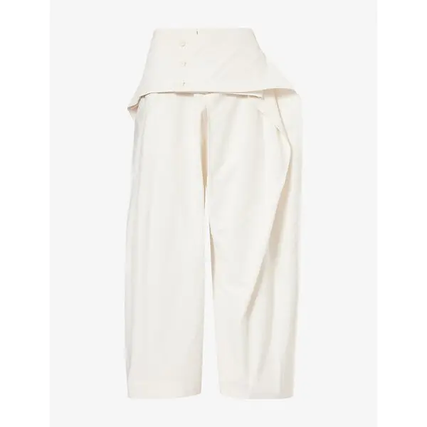 Issey Miyake Grainy Wrap-over Cotton-blend Trousers - Neutral