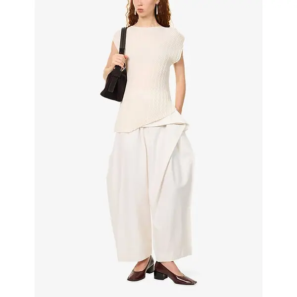 Issey Miyake Grainy Wrap-over Cotton-blend Trousers
