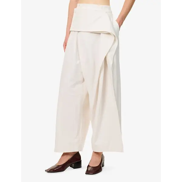 Issey Miyake Grainy Wrap-over Cotton-blend Trousers