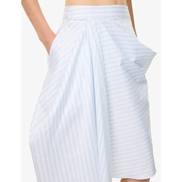 JW Anderson Asymmetric Draped Cotton Midi Skirt
