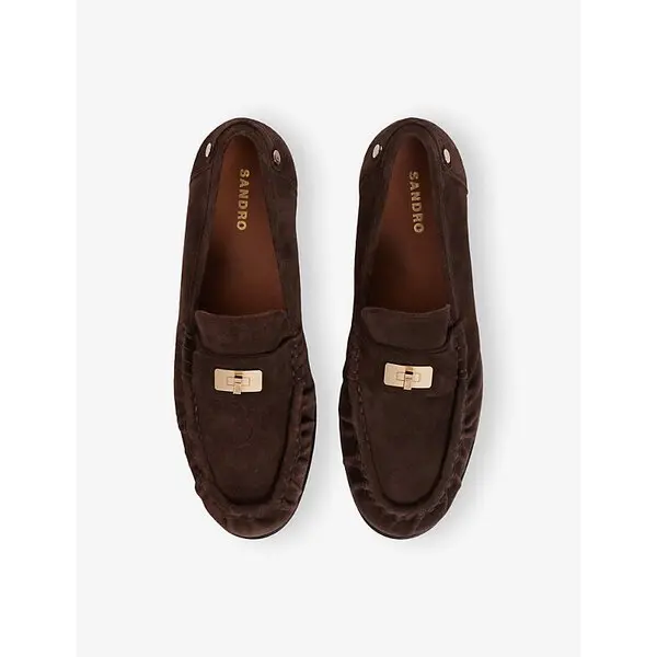Sandro Suede Loafers With Clasp Detail