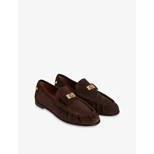 Sandro Suede Loafers With Clasp Detail