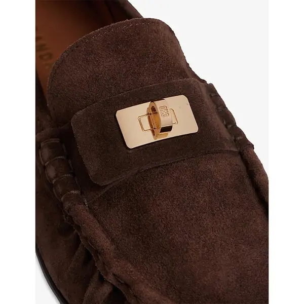 Sandro Suede Loafers With Clasp Detail