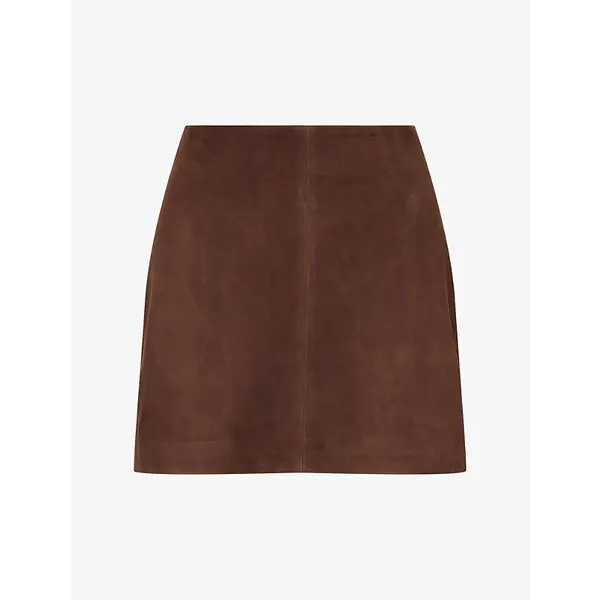 ARMA Melody Suede Leather Mini Skirt - Mud Brown