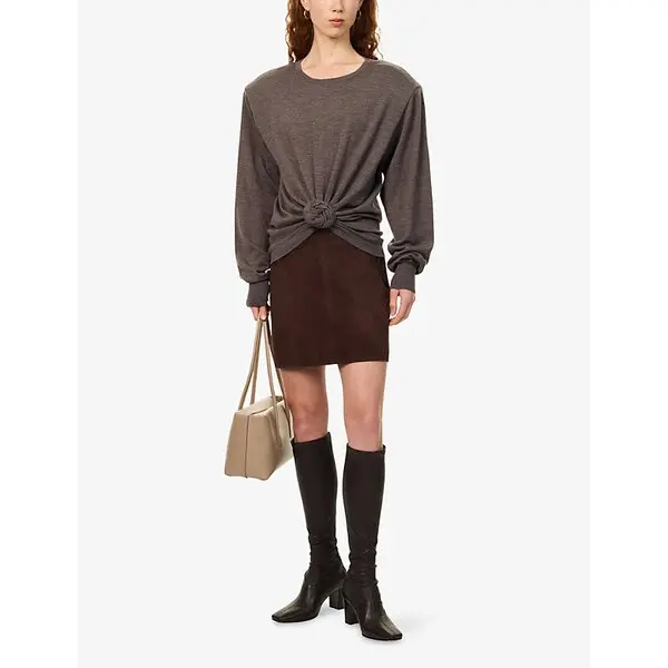 ARMA Melody Suede Leather Mini Skirt - Mud Brown
