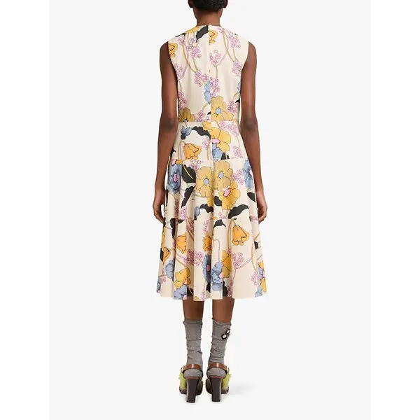 Marni Printed Cotton Poplin Midi Dress
