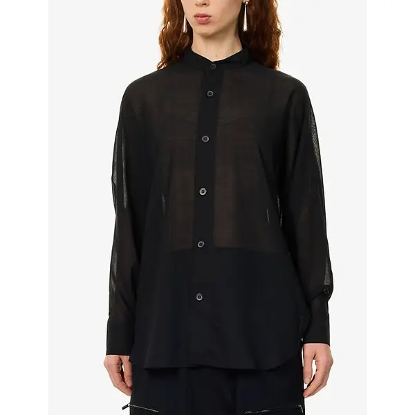 Issey Miyake Oversized Sheer Wool-blend Shirt