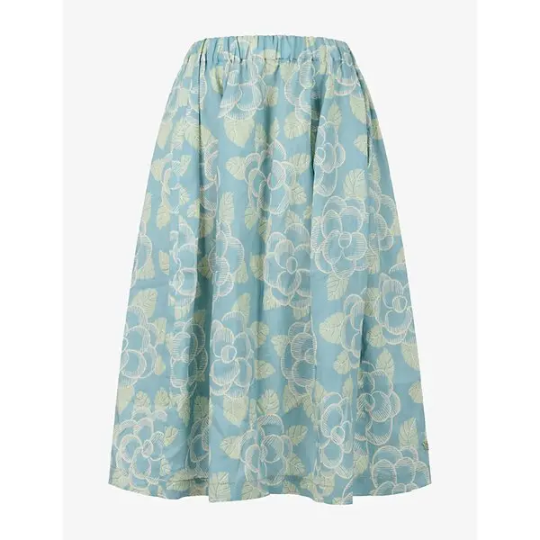 Marni Printed Elasticated-waist Woven Midi Skirt