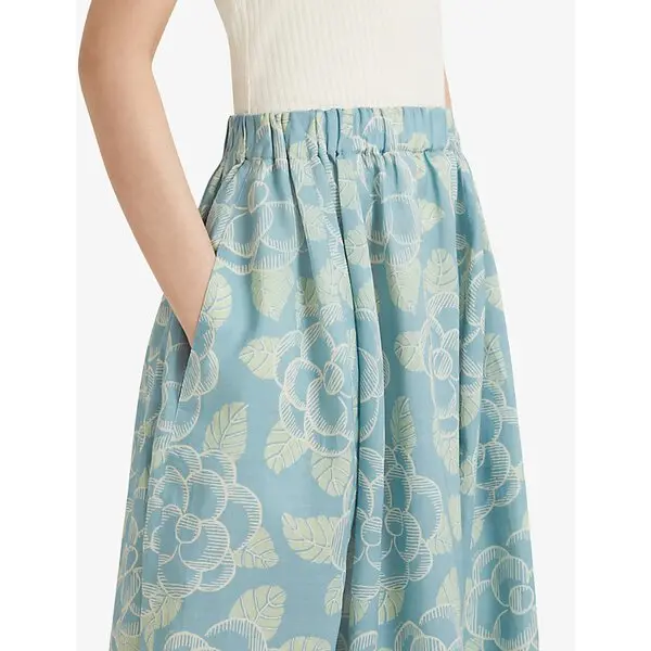 Marni Printed Elasticated-waist Woven Midi Skirt
