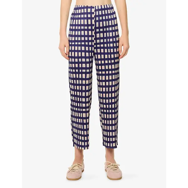 Issey Miyake Printed Pleated Knitted Trousers