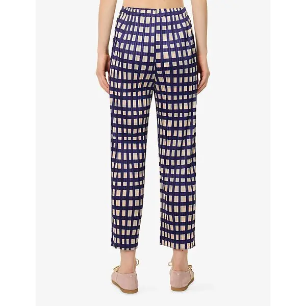 Issey Miyake Printed Pleated Knitted Trousers