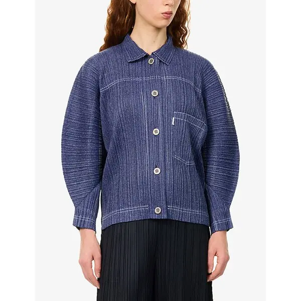 Issey Miyake Structured Pleated Denim Jacket