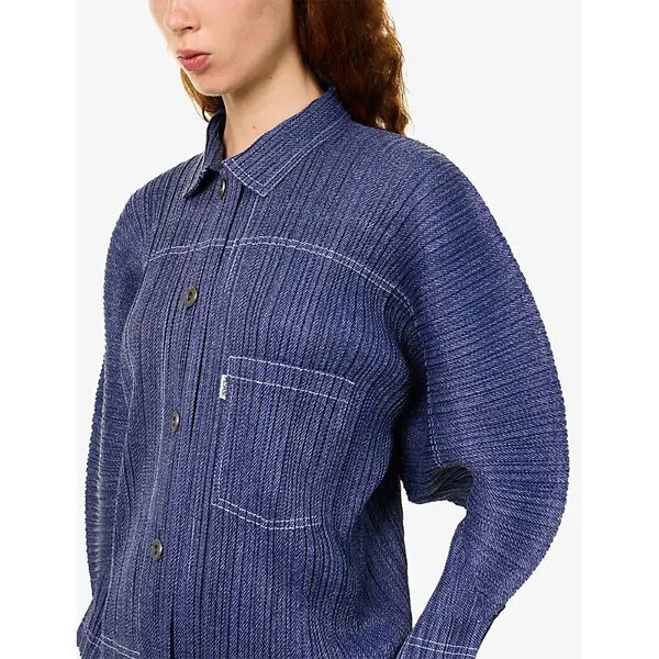Issey Miyake Structured Pleated Denim Jacket