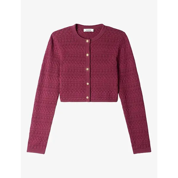 Sandro Cropped Pointelle-knit Cardigan