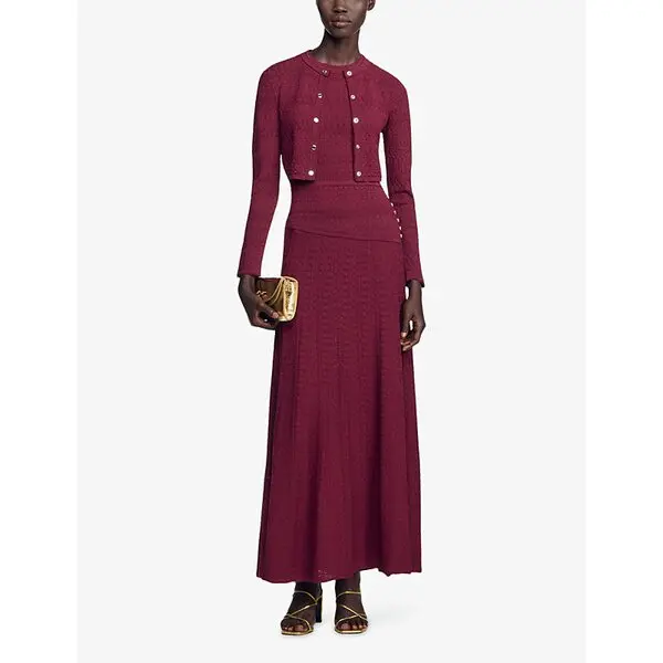 Sandro Cropped Pointelle-knit Cardigan