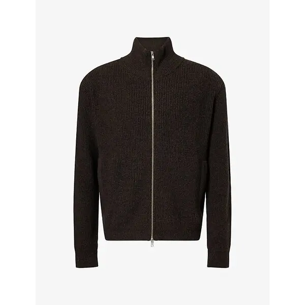 SONG FOR THE MUTE Funnel-neck Zip-up Wool-blend Cardigan - Brown