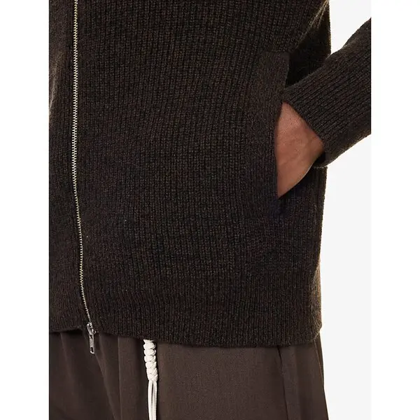 SONG FOR THE MUTE Wool-blend Funnel-neck Zip-up Cardigan