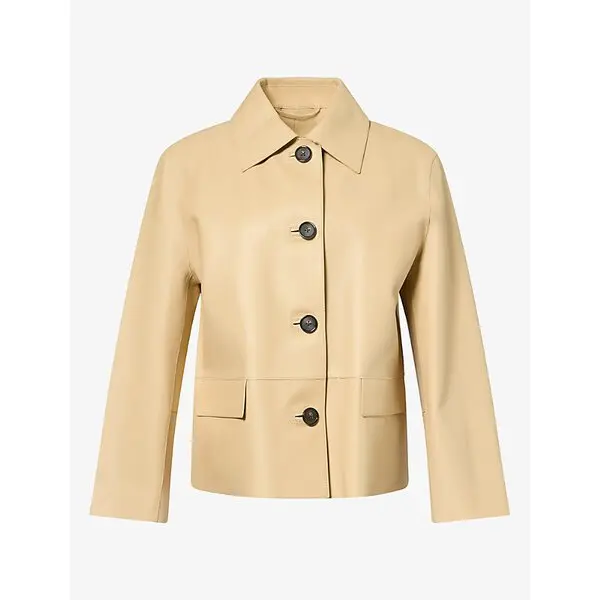 TOTEME Bonded Leather Cropped Jacket - Chai